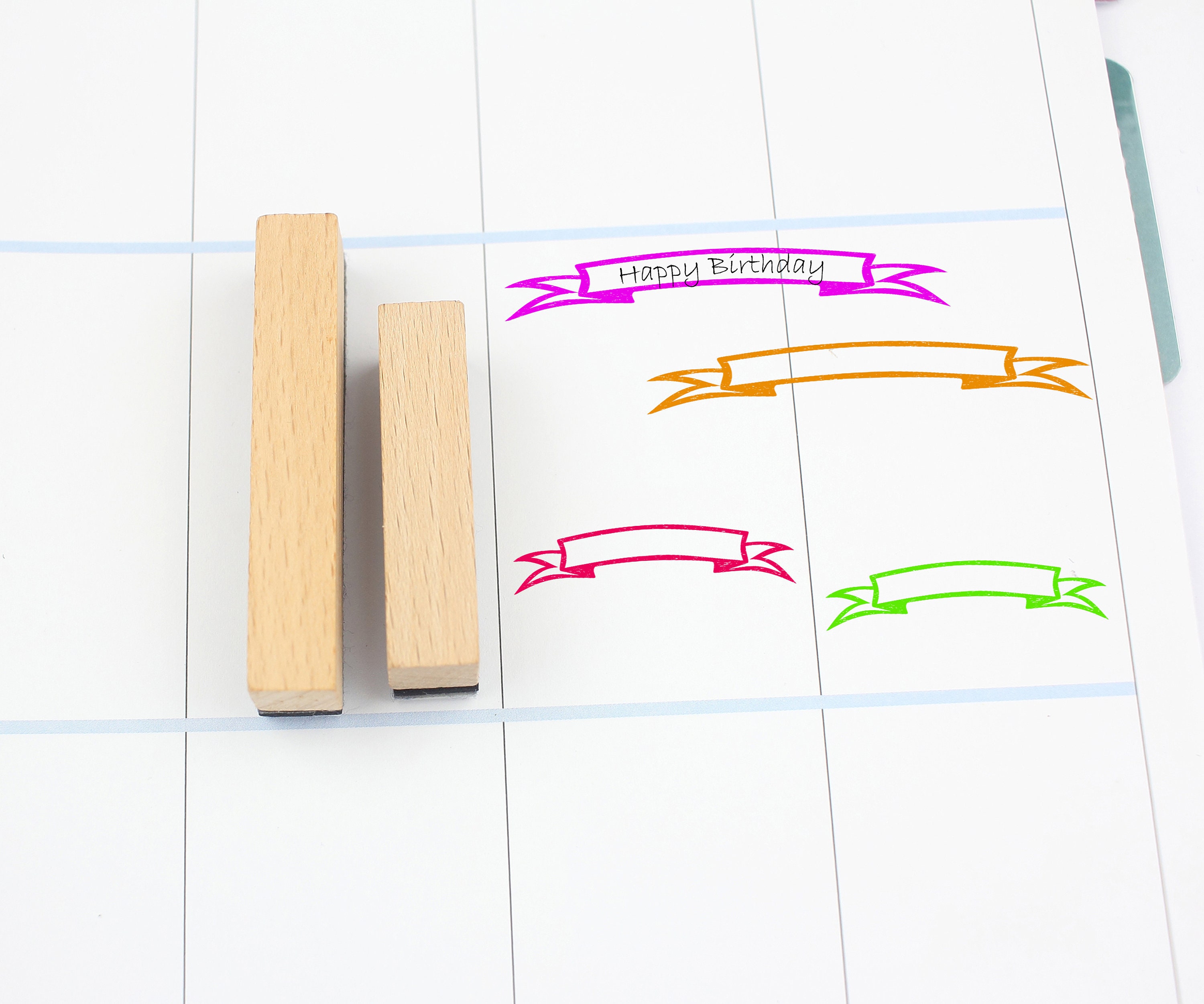 Planner Banner Strip Rubber Stamp Banner Box Stamp Cute | Etsy