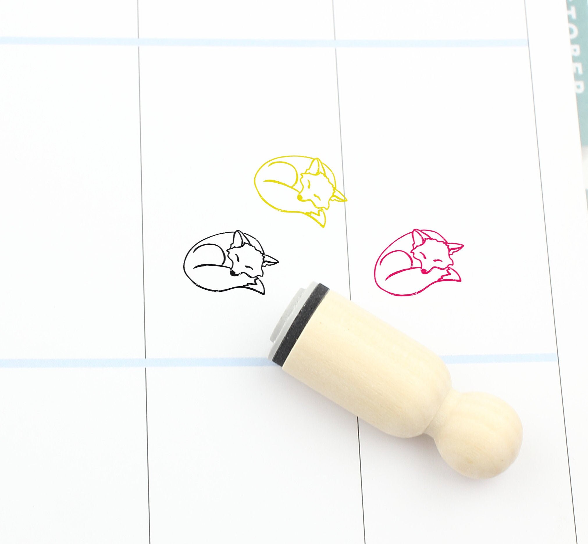 Sleep Fox Rubber Stamp Forest Animal Mini Wood 16mm 20mm 25mm - Etsy