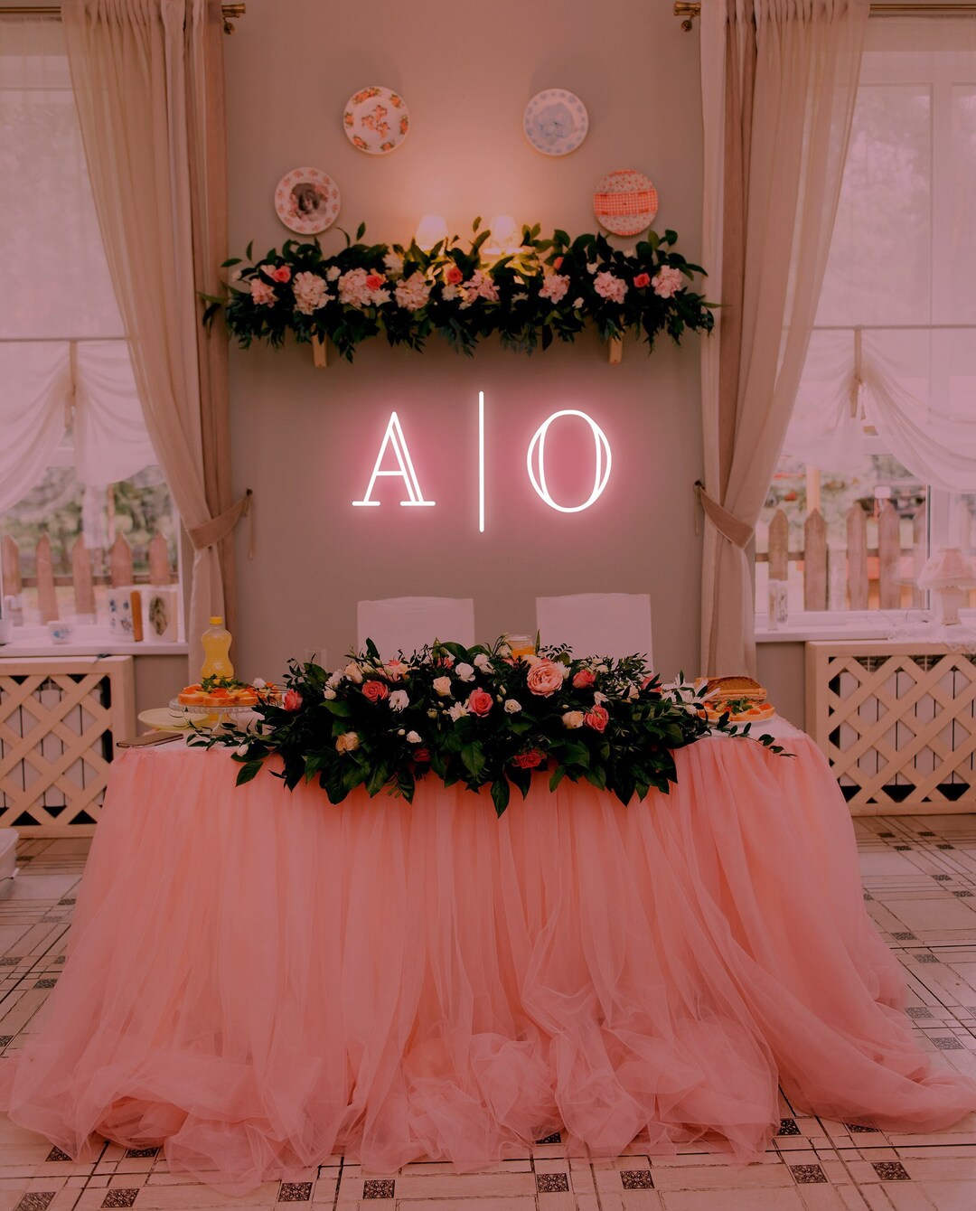 Minimalist Wedding Initials Neon Sign, Custom Initials Wedding ...