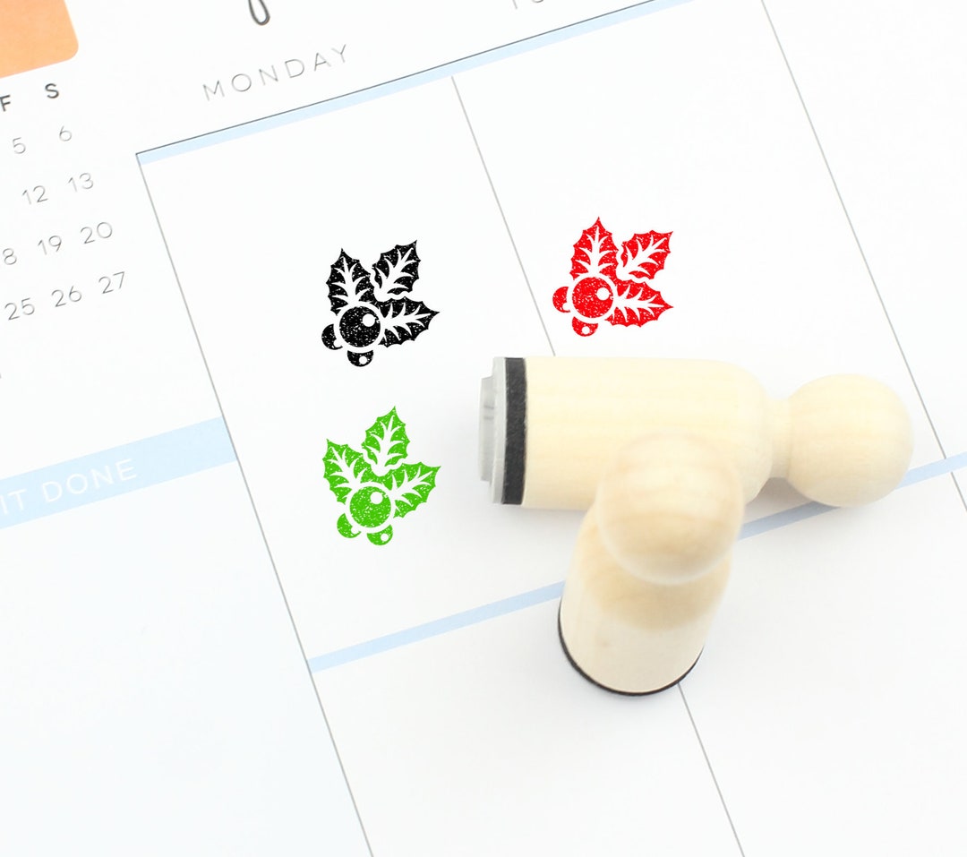 Holly Rubber Stamp Christmas Rubber Stamp Xmas Holly Rubber - Etsy