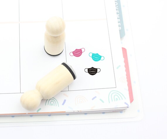 Mask Rubber Stamp Mask Stamp Planner Stamp 16mm 20mm Mini | Etsy