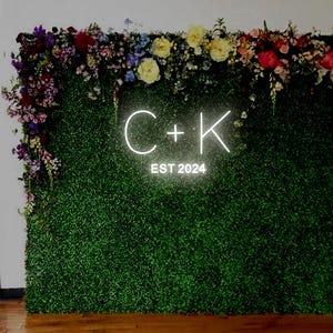 Custom Minimalist Initials Neon Sign, Wedding Initials With Est Year ...