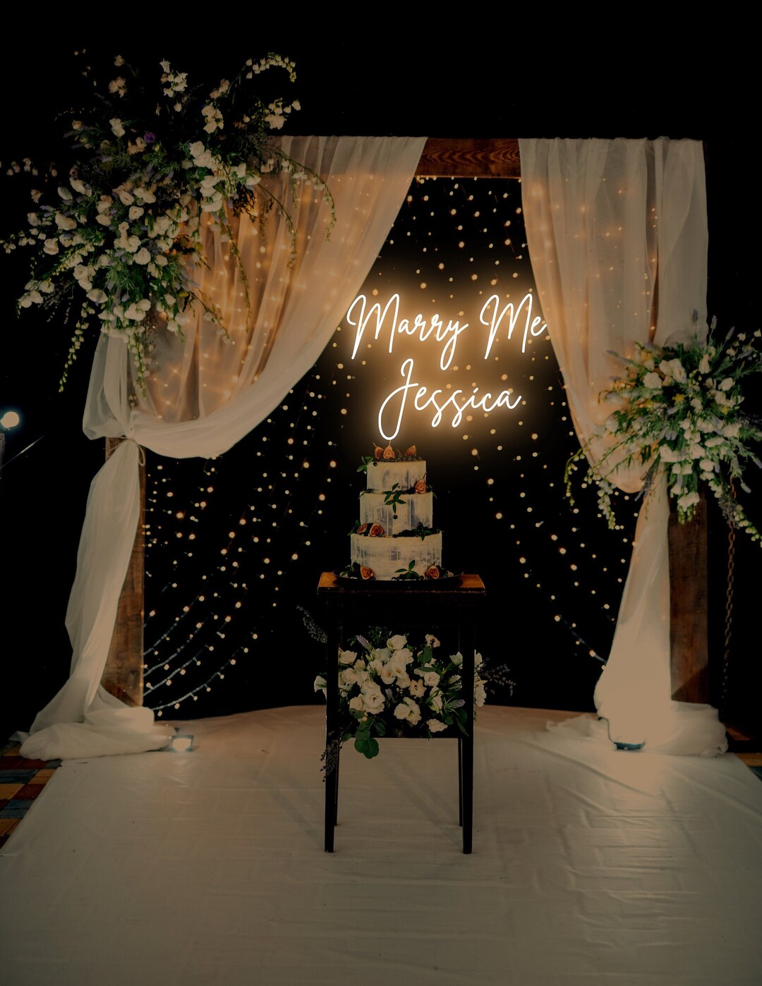 Marry Me With Name Wedding Neon Sign, Custom Wedding Decoration, Rgb ...