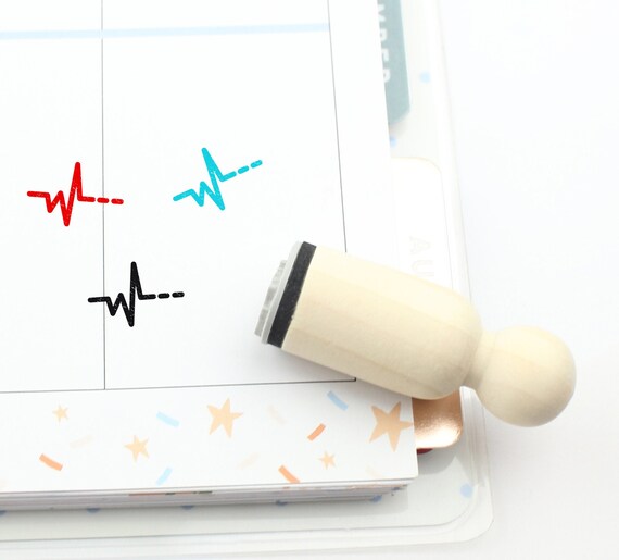 Electrocardiogram Rubber Stamp Heartbeat Stamp Cute | Etsy