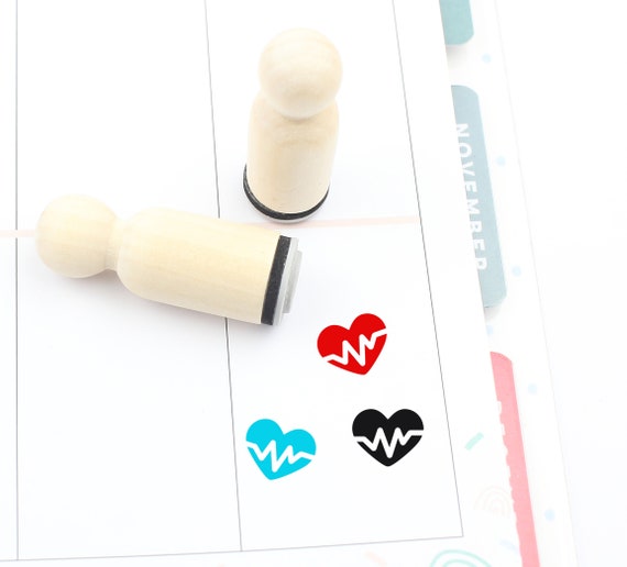 Cardiogram Rubber Stamp Heartbeat Stamp Cute Cardiogram | Etsy