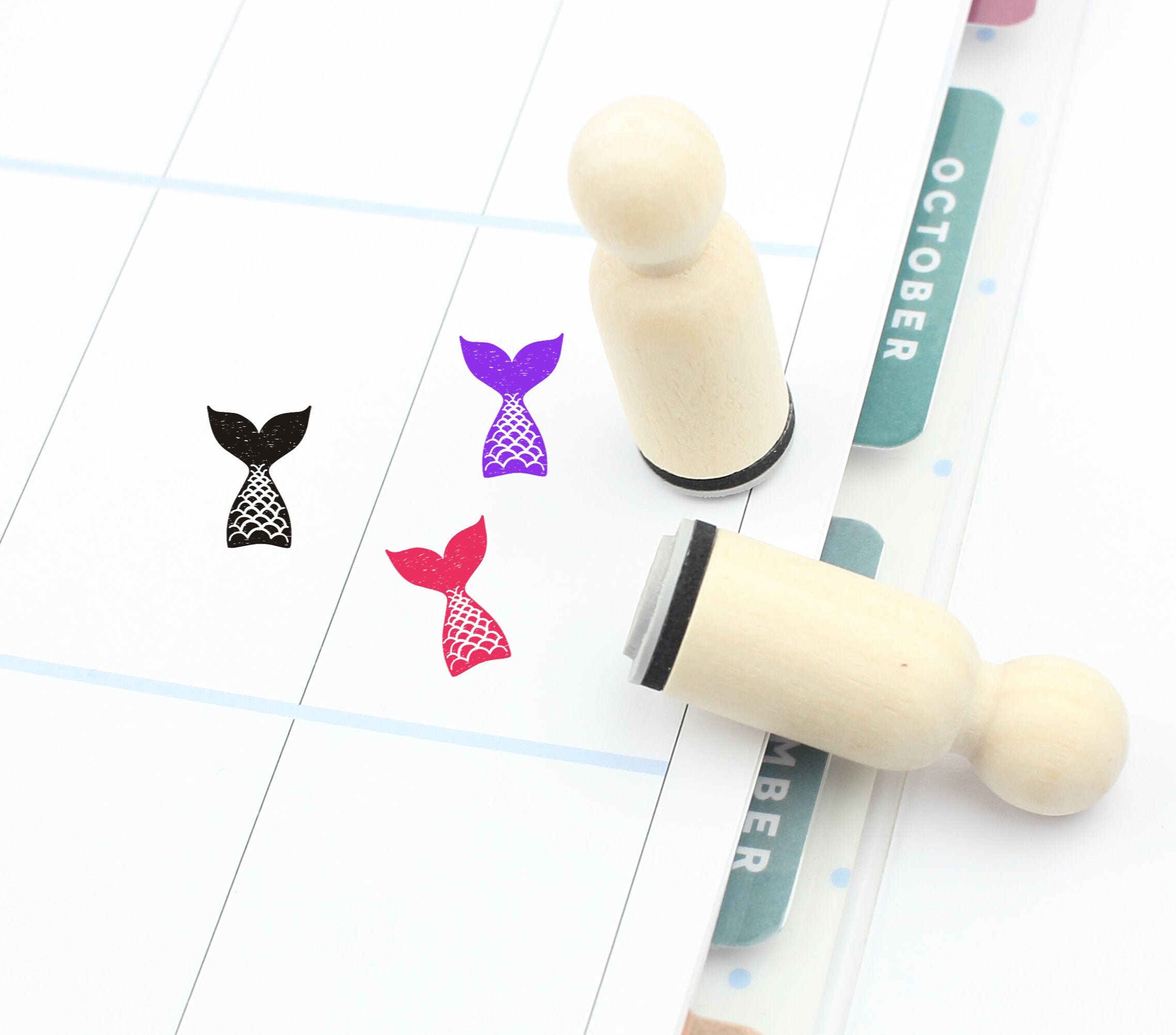 Mermaid Tail Rubber Stamp Mermaid Birthday Stamp Cute | Etsy