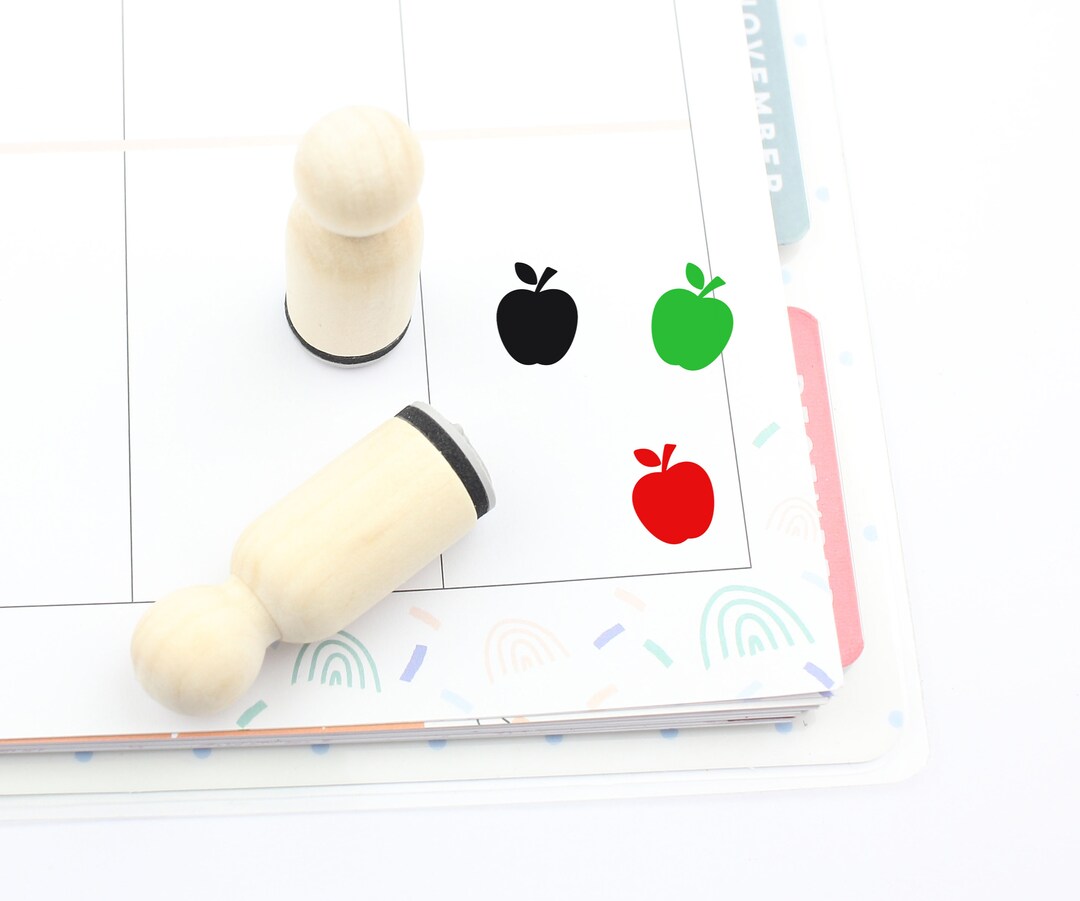 Apple Rubber Stamp Fruit Stamp Cute Red Green Apple Stamps - Etsy