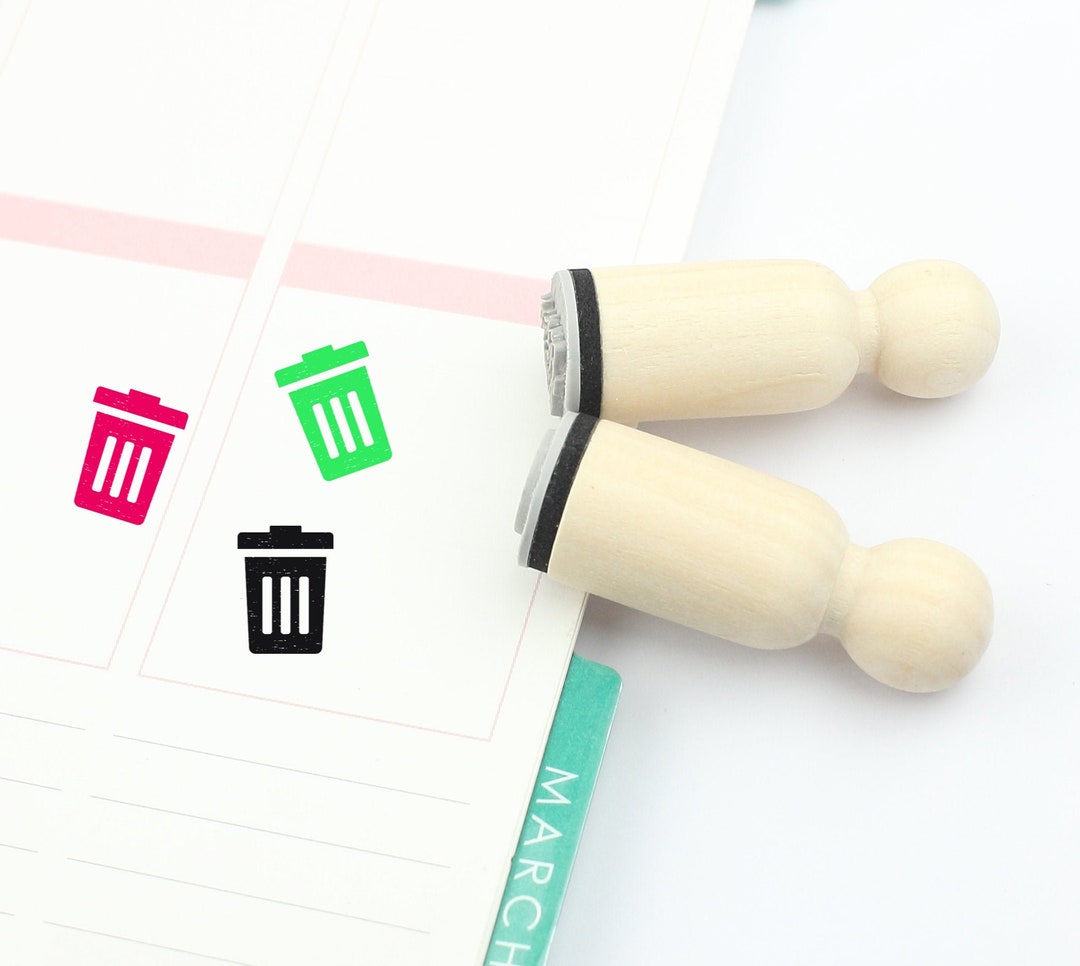 Garbage Rubber Stamp Trash Can Stamp Cute Garbage Stamp - Etsy
