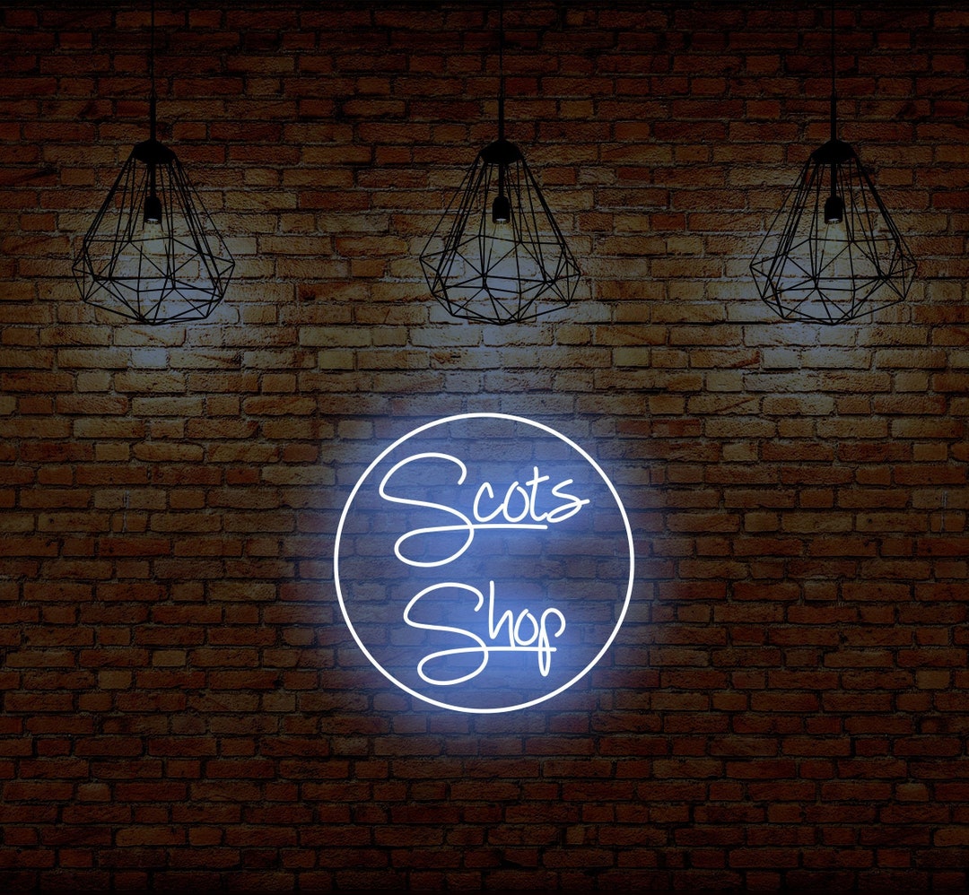 Custom Shop Name Neon Sign, Shop Name With Round Circle Neon LED Light ...