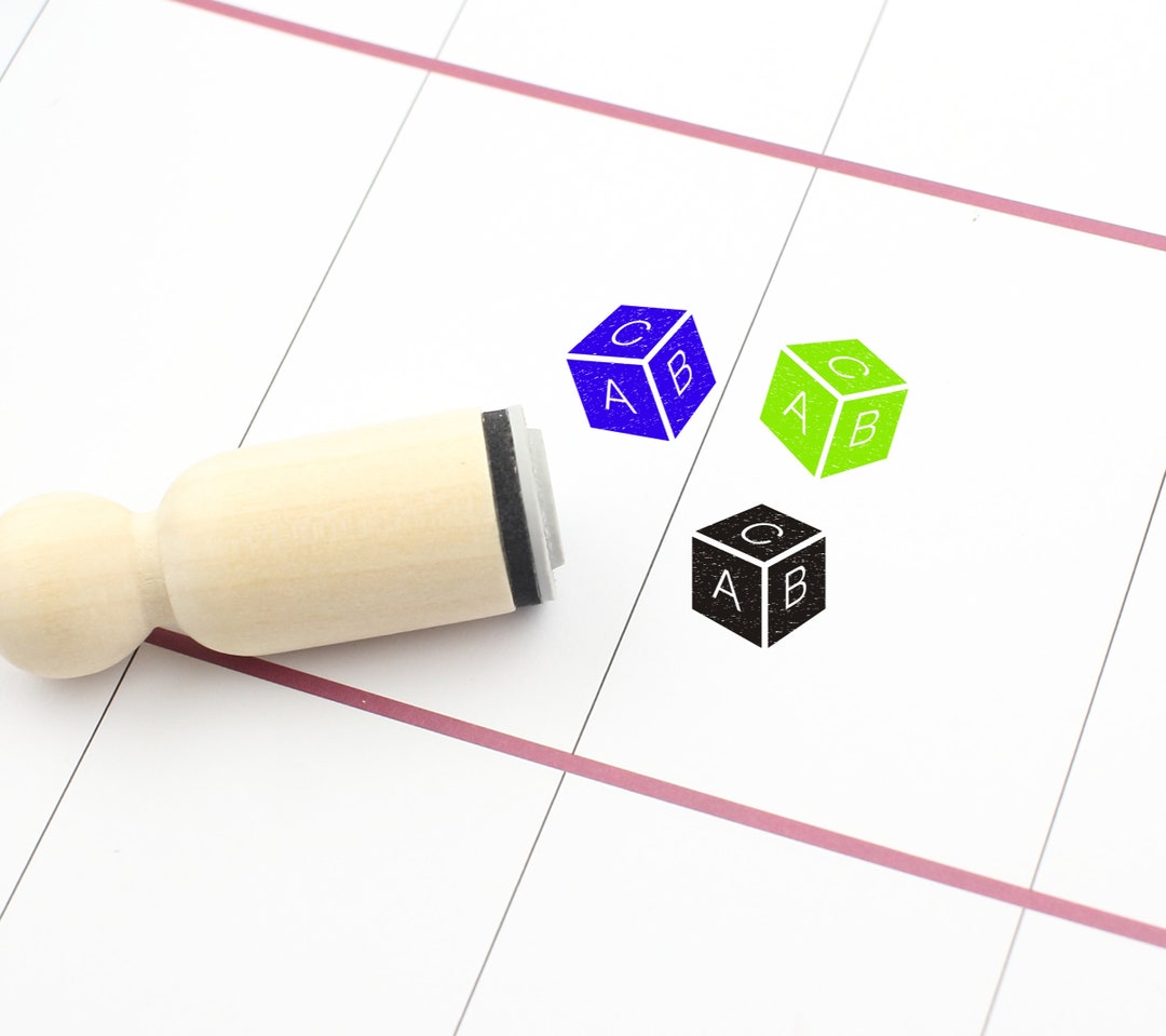 Brick Rubber Stamp A B C Stamp Cute Cube Stamp Planner - Etsy