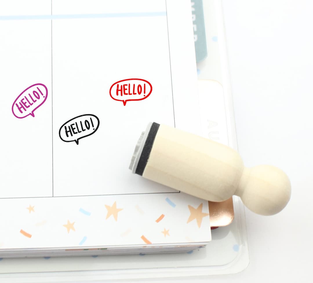Hello Rubber Stamp Text Stamp Cute Hello Stamp Planner - Etsy