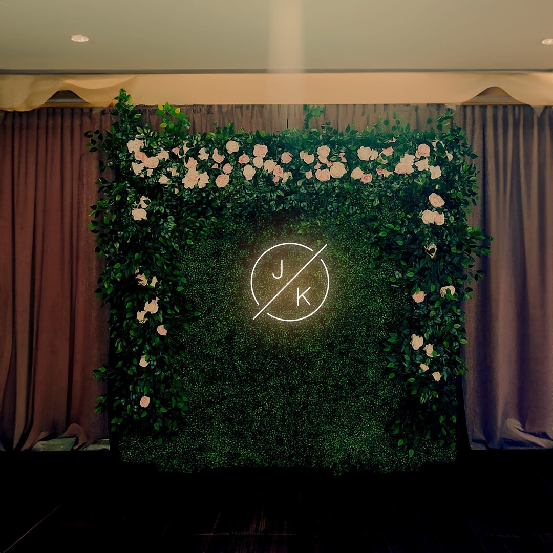 Custom Diagonal With Circle Initials Wedding Neon Sign, Minimalist ...