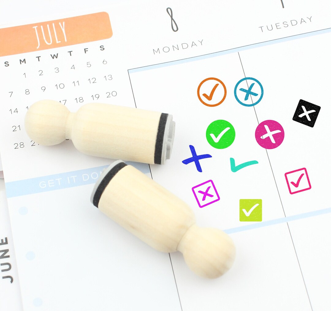 Check Mark Rubber Stamp Set of True False Mini Stamp 16mm - Etsy