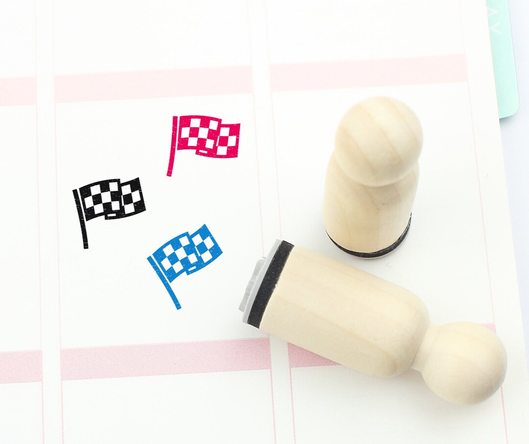 Checkered Flag Rubber Stamp Race Flag Stamp Cute Checkered - Etsy