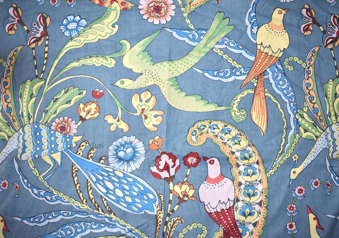 Beautiful Grey Peacock Print Fabric Pure Cotton Fabric Jaipur | Etsy
