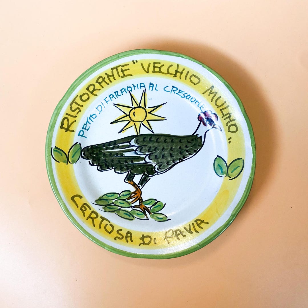 Piatto Del Buon Ricordo Vintage - Ristorante Vecchio Mulino a Certosa ...
