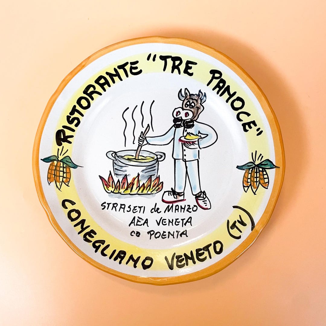 Piatto Del Buon Ricordo Vintage - Ristorante Tre Panoce - Conegliano ...
