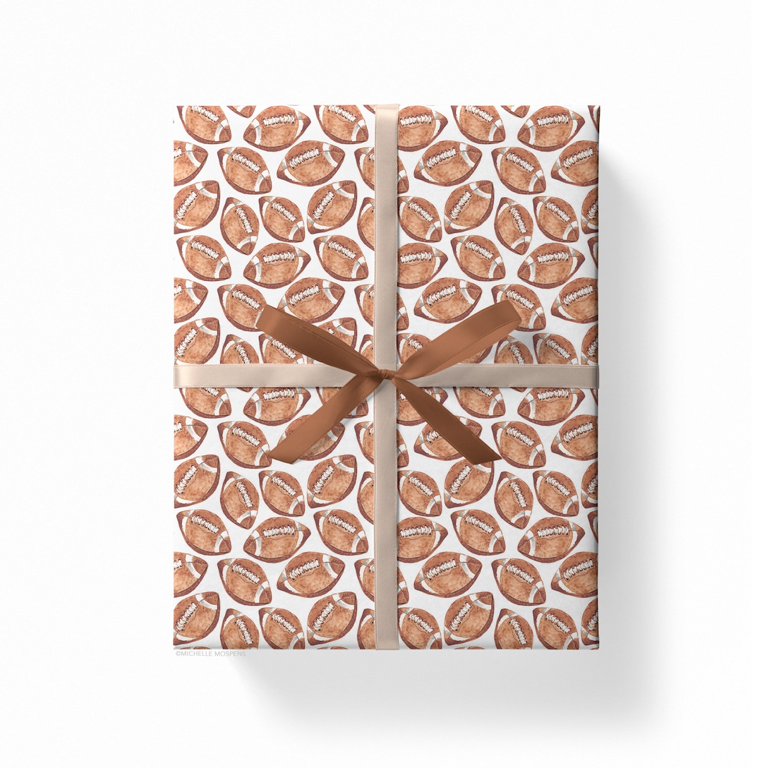 Footballs Wrapping Paper, Football Gift Wrap, Cute Fall Gift Wrap by ...