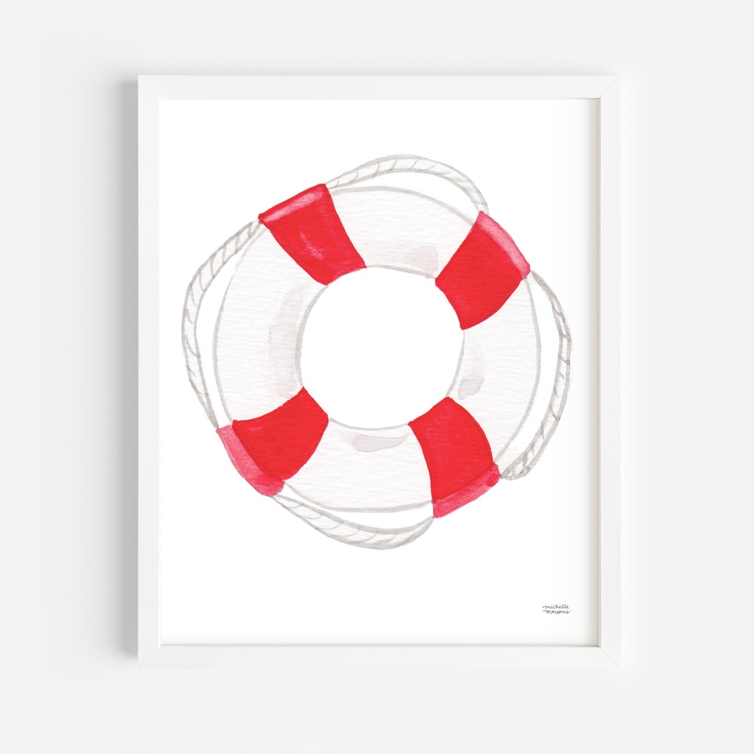 Life Ring Print, Life Preserver Nursery Decor, Kids Room Wall Art ...