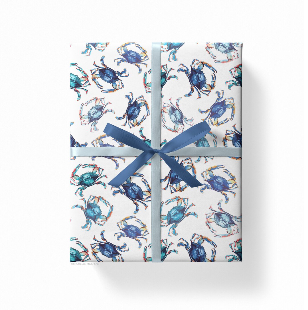 Coastal Crab Wrapping Paper Watercolor Wrapping Paper by Michelle ...