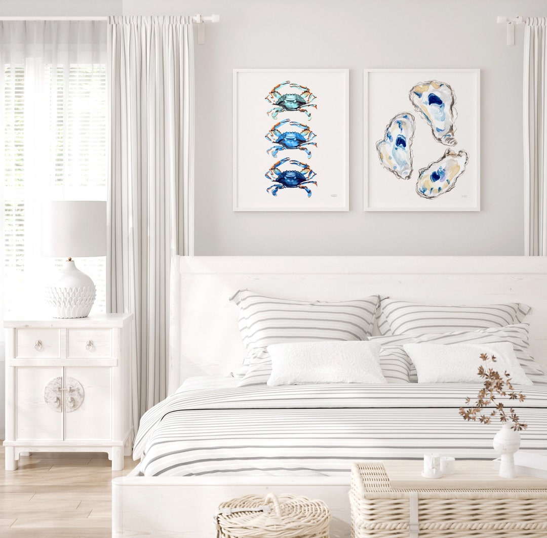 Coastal Wall Art Above Bed Wall Art Set of 2 Prints Coastal - Etsy