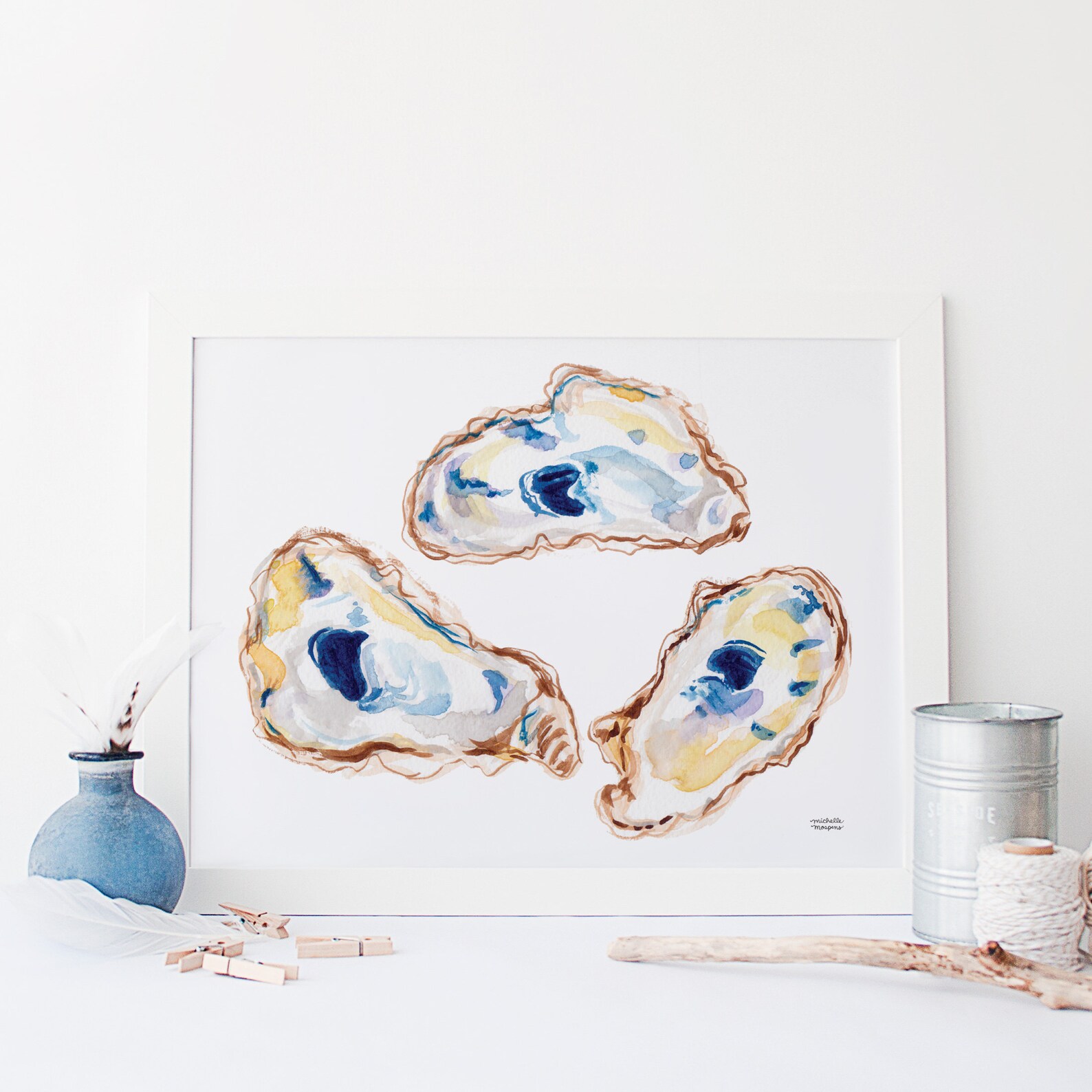 Oyster Painting Oyster Print Watercolor Oysters Art Oyster - Etsy