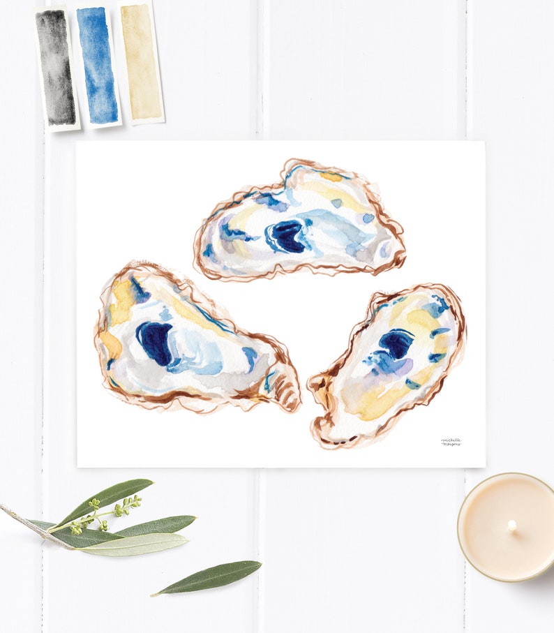 Oyster Painting Oyster Print Watercolor Oysters Art Oyster - Etsy