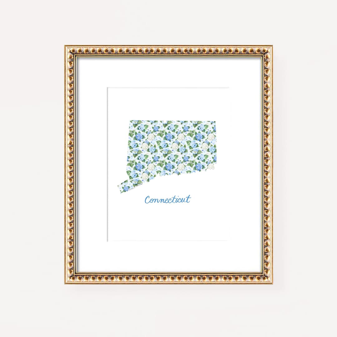Connecticut Print, State of Connecticut Art, Home State Prints, State ...