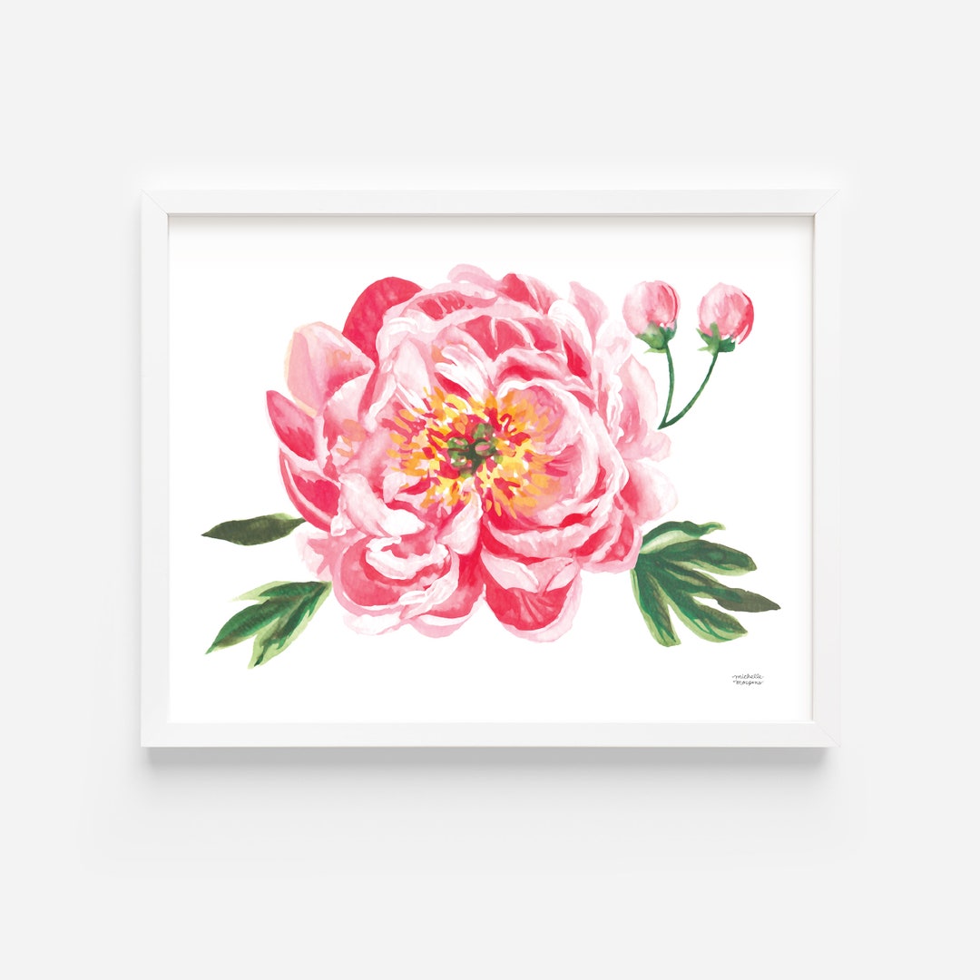 Peony Print, Peony Wall Art, Peony Artwork, Flower Print: Botanical ...