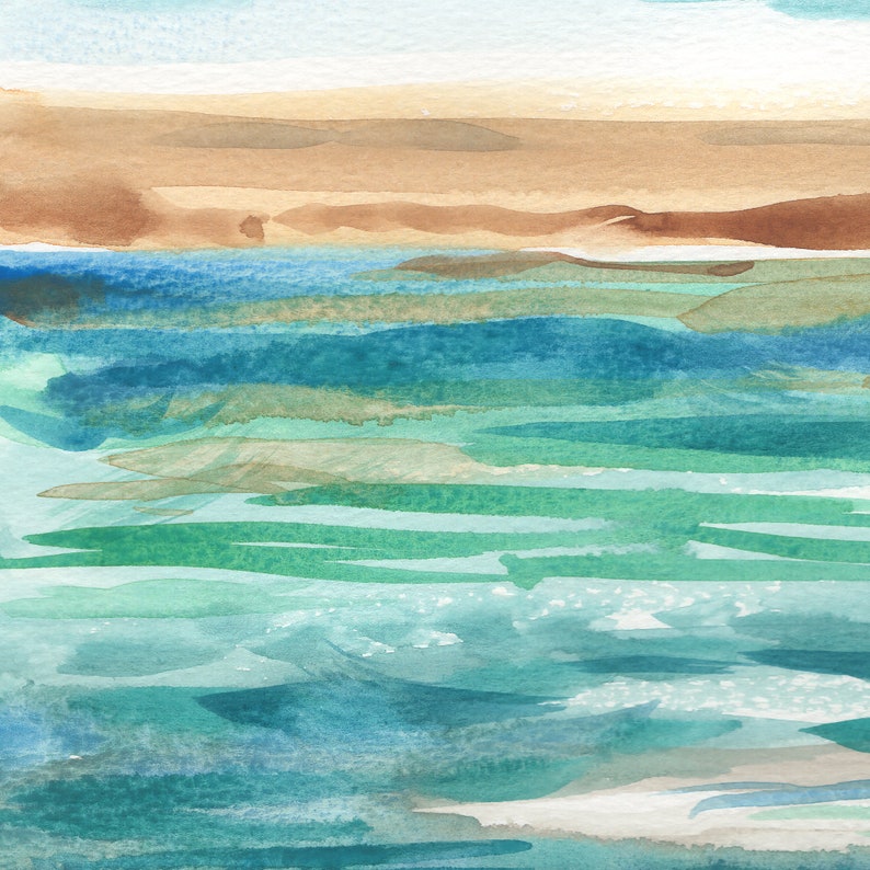 Watercolor Ocean Print / Ocean Watercolor Painting / Abstract - Etsy