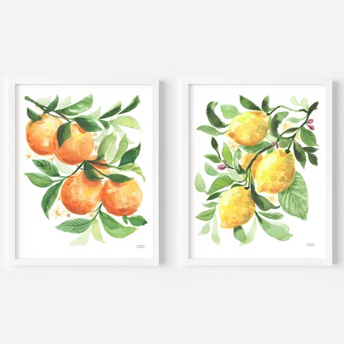 Orange Fruit Watercolor Print Set of 3 - Etsy