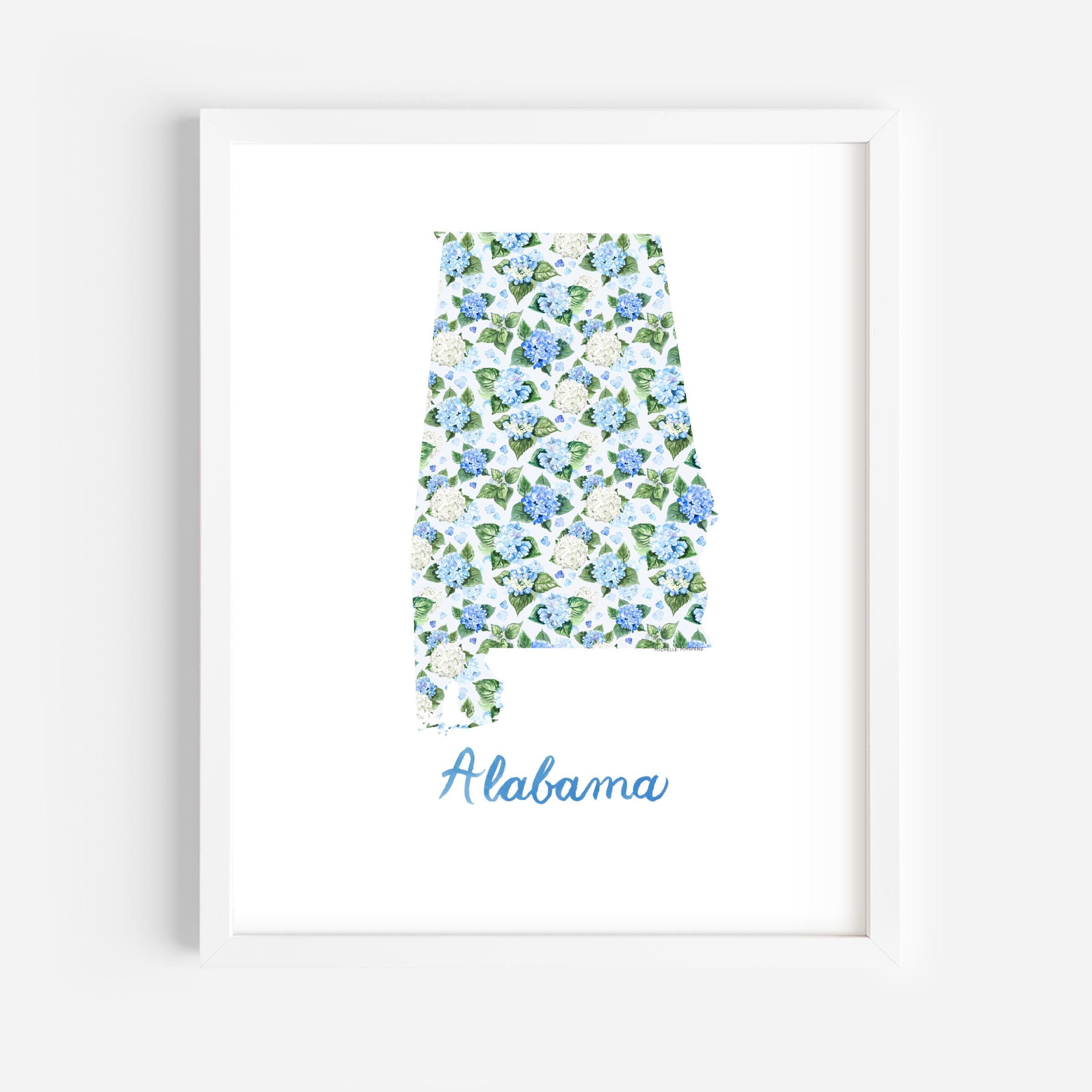Alabama Print, State of Alabama Art, Home State Prints, State Wall Art ...