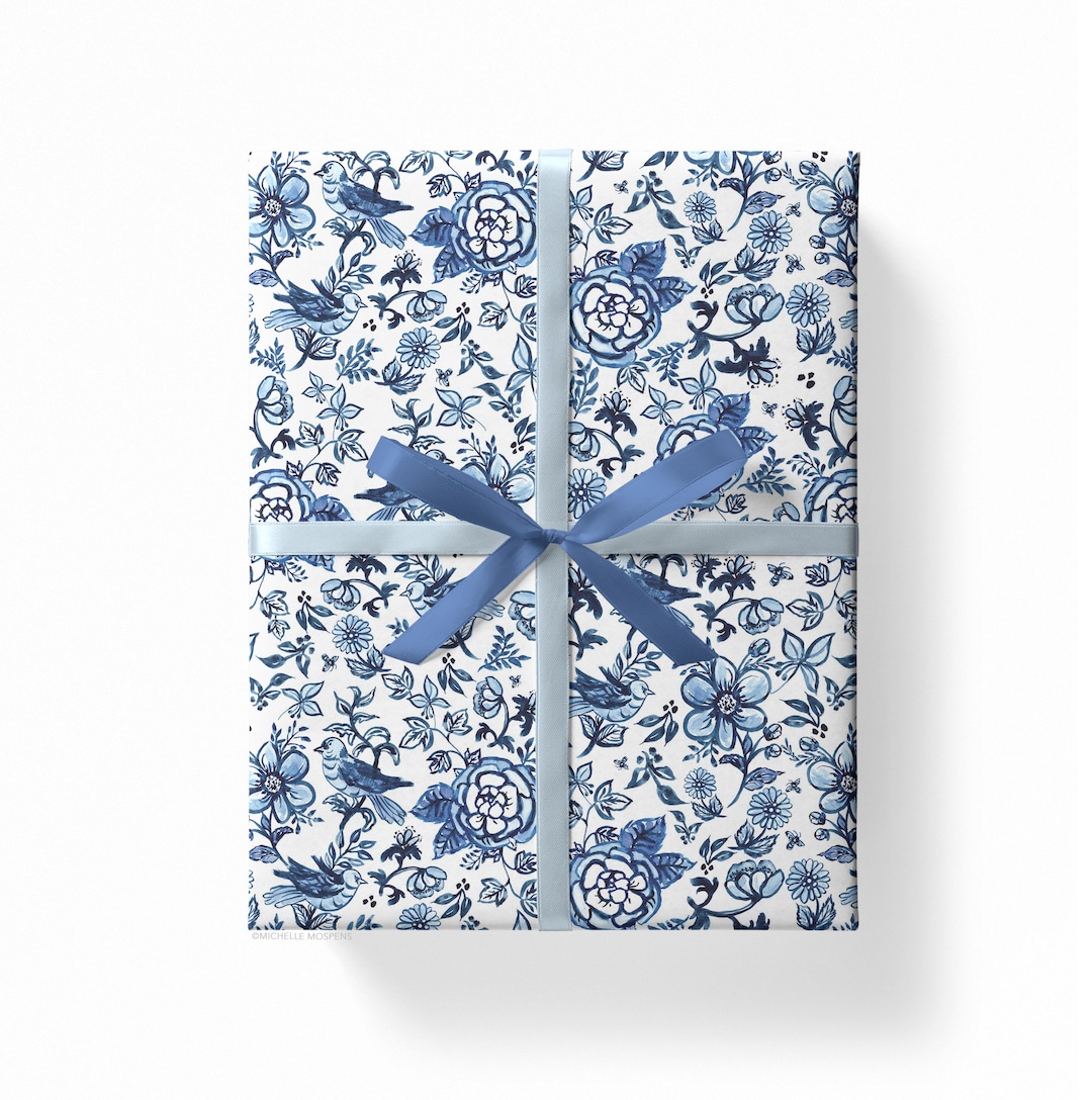 Blue and White Wrapping Paper | Cute Wrapping Paper | Blue Chinoiserie ...