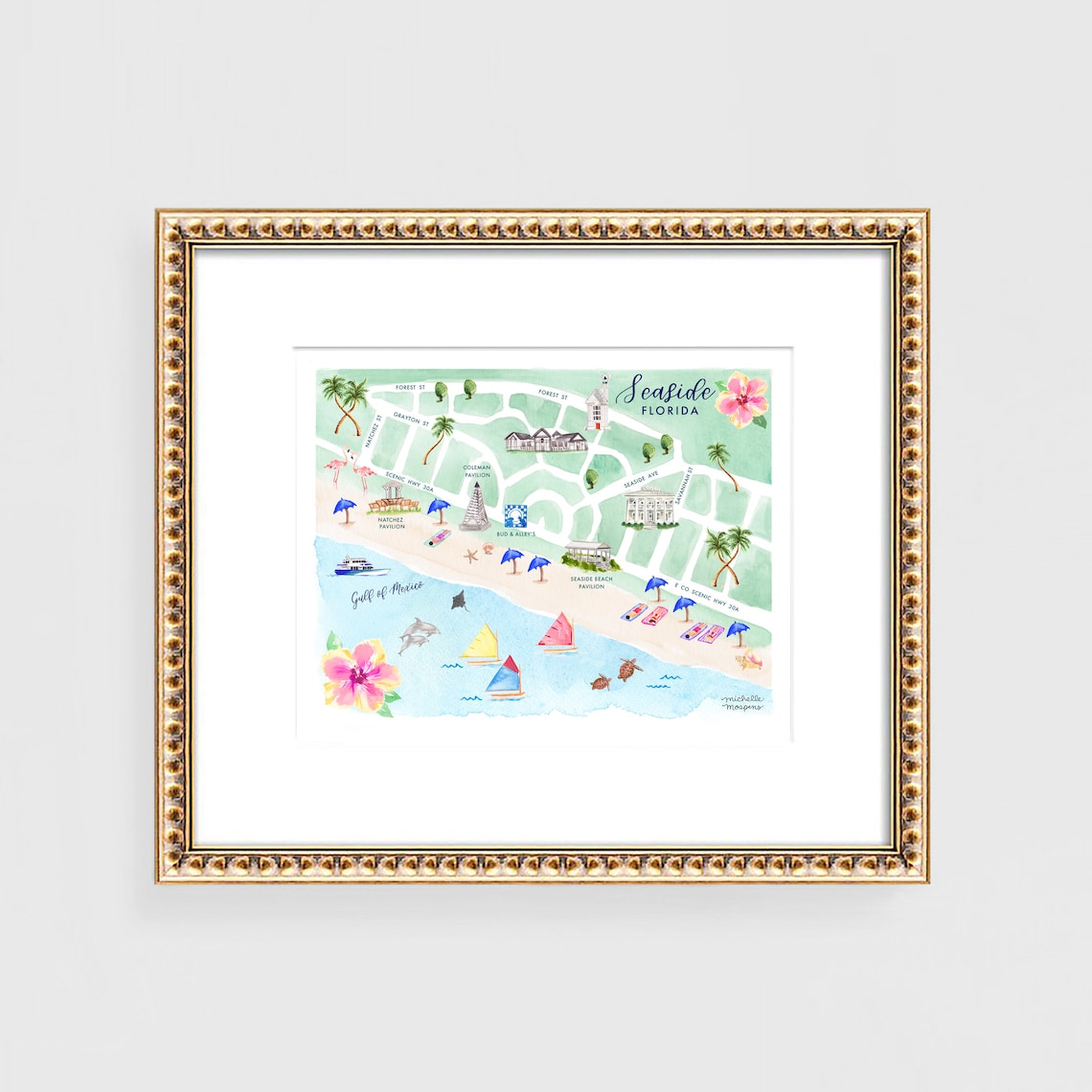 Seaside Art Original Seaside Florida Map Art Print Seaside - Etsy