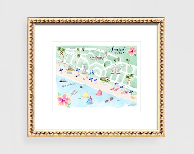 Seaside Art Original Seaside Florida Map Art Print Seaside - Etsy