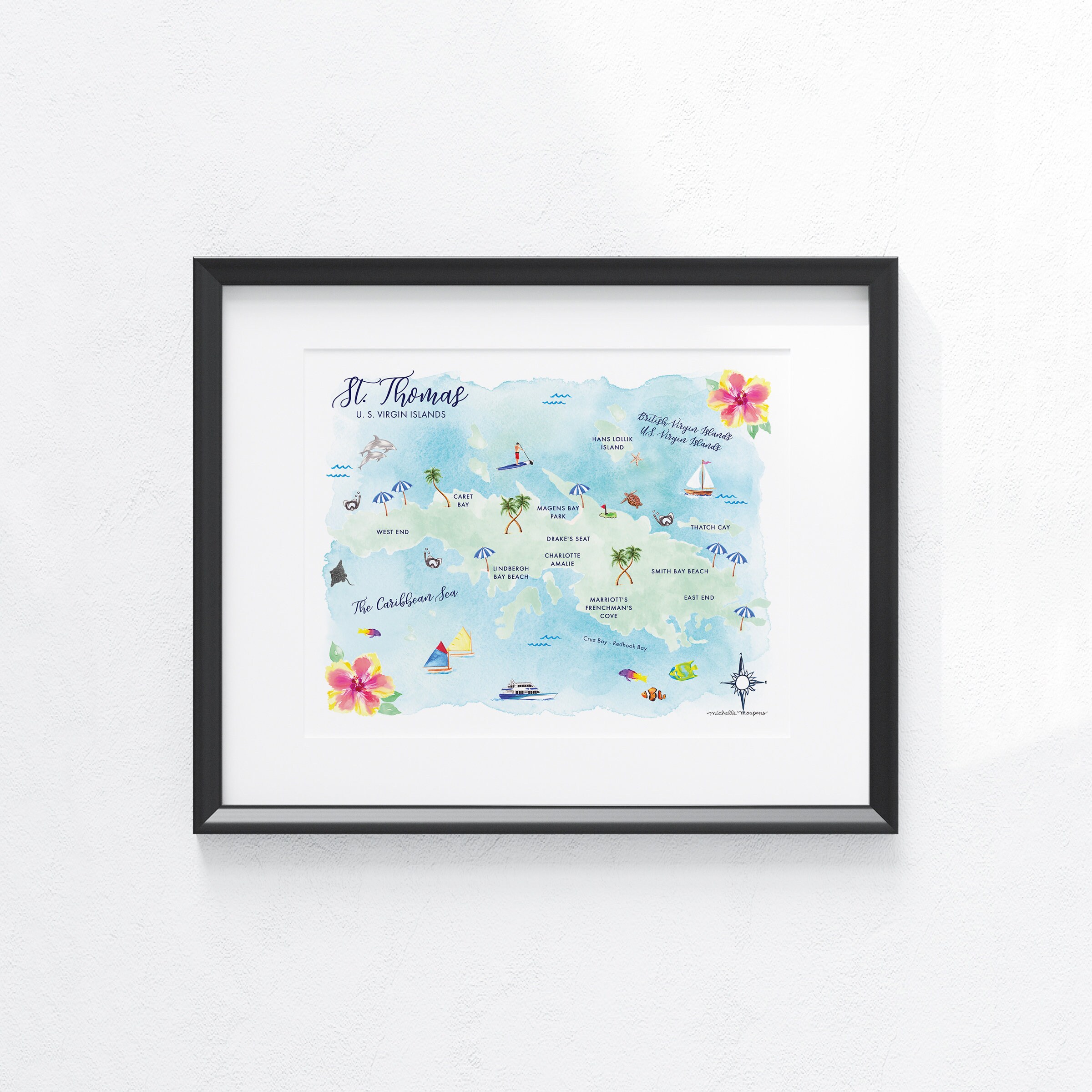St. Thomas Map Print St. Thomas U. S. Virgin Islands Print - Etsy