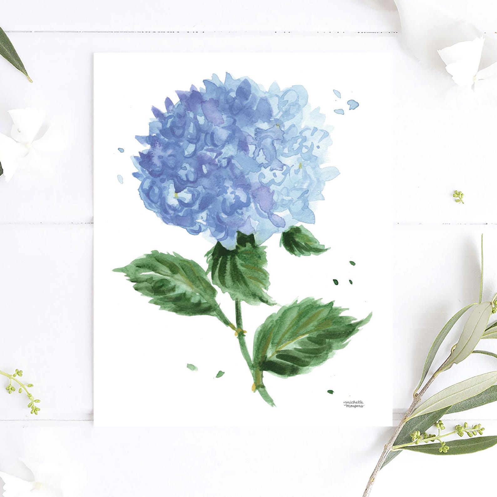 Hydrangea Print Set of 3, Floral Wall Art, Gallery Wall Set, Botanical ...