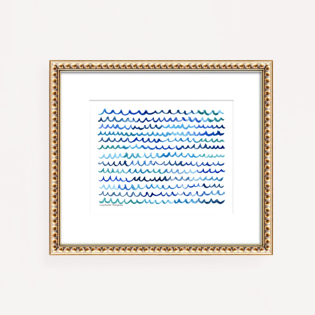 Cute Waves Print Ocean Wave Print Beach House Nursery Decor Wall Art ...