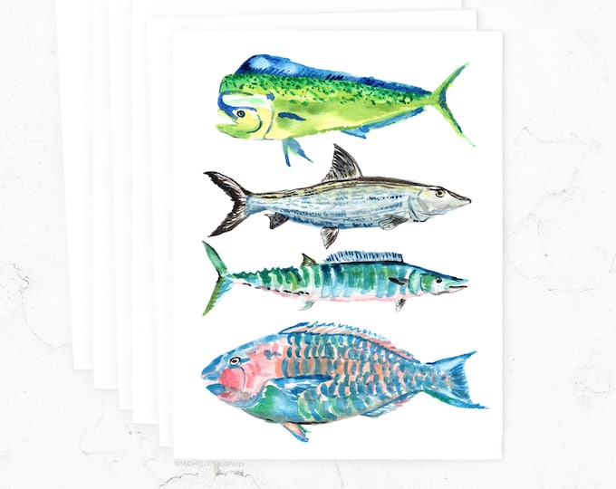 Bass Fish Note Cards, Note Cards for Men, Thank You Notes for Men ...