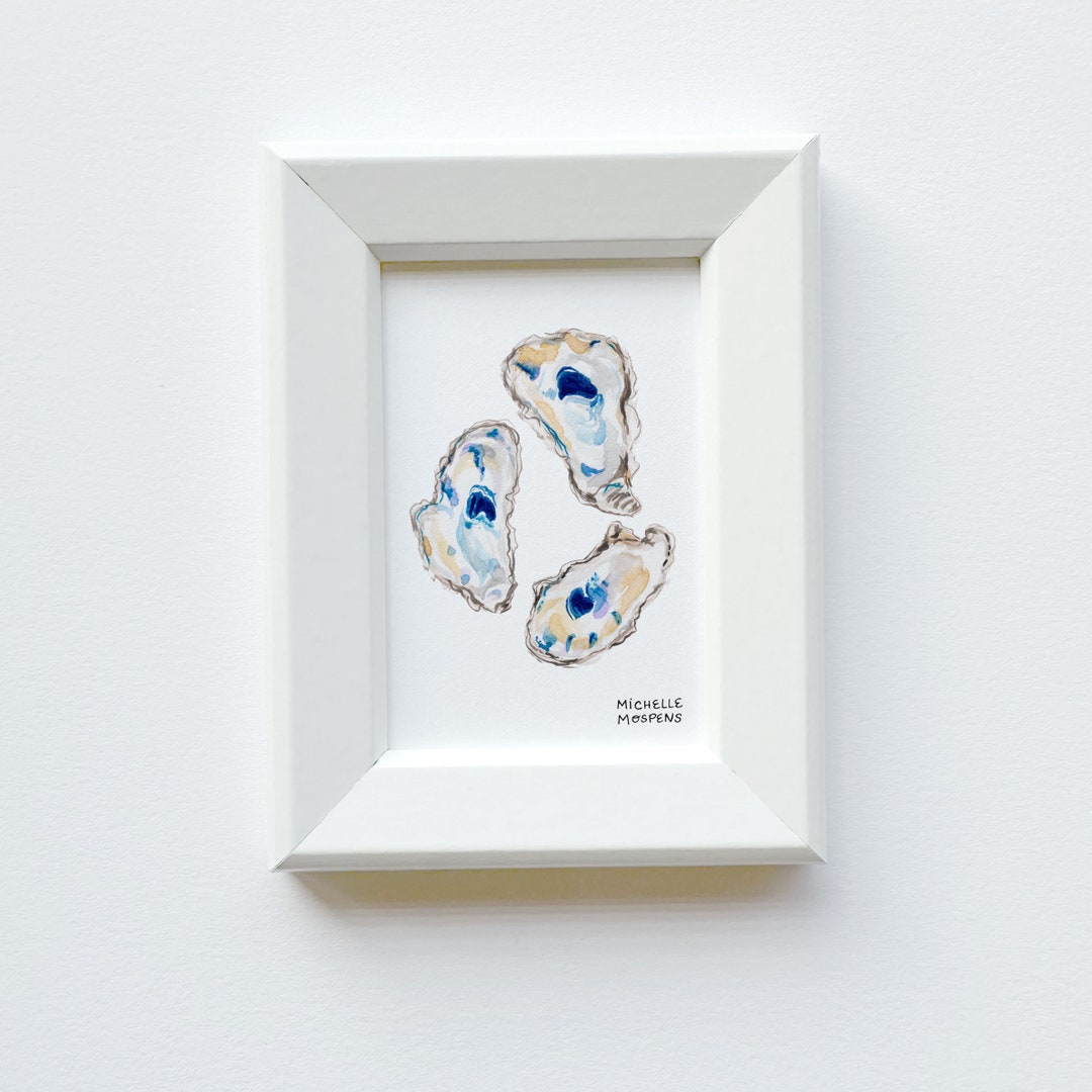Mini Oysters Print, Tiny Watercolor Oyster Shells Print by Michelle ...
