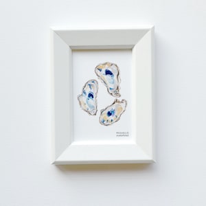 Mini Oysters Print, Tiny Watercolor Oyster Shells Print by Michelle ...