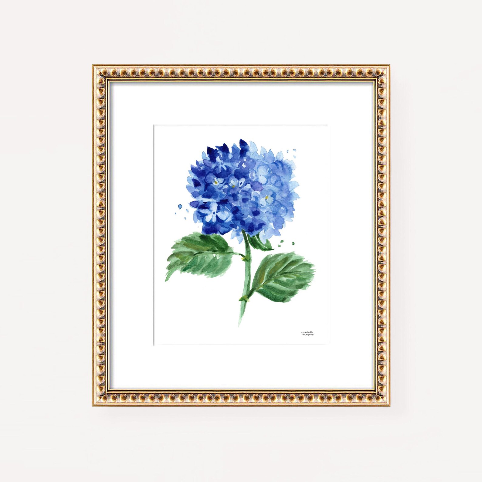 Hydrangea Prints, Cute Watercolor Illustrated Blue Hydrangea Botanical ...