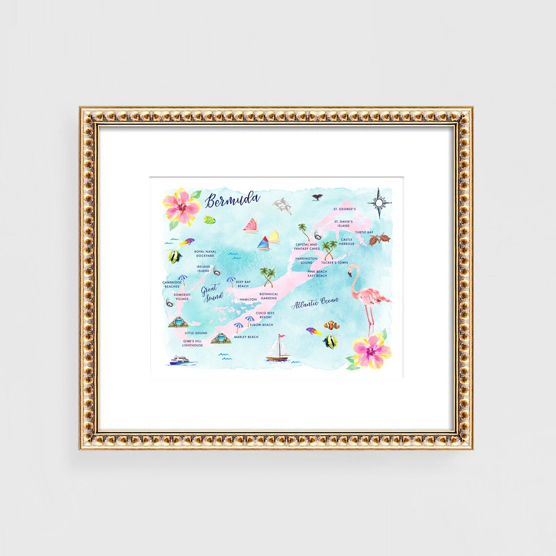 Bermuda Map Art Print Bermuda Art Bermuda Art Print Bermuda - Etsy