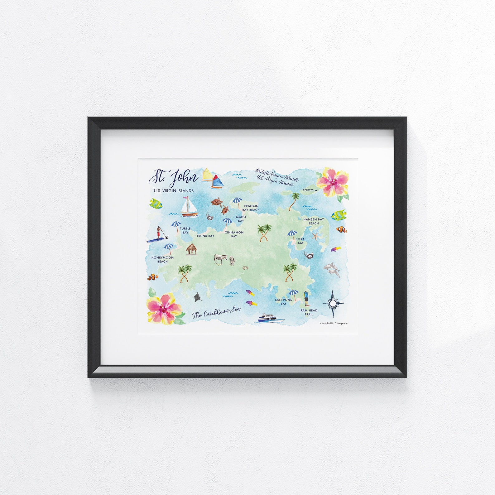St. John Map Print St. John U. S. Virgin Islands Print St. - Etsy