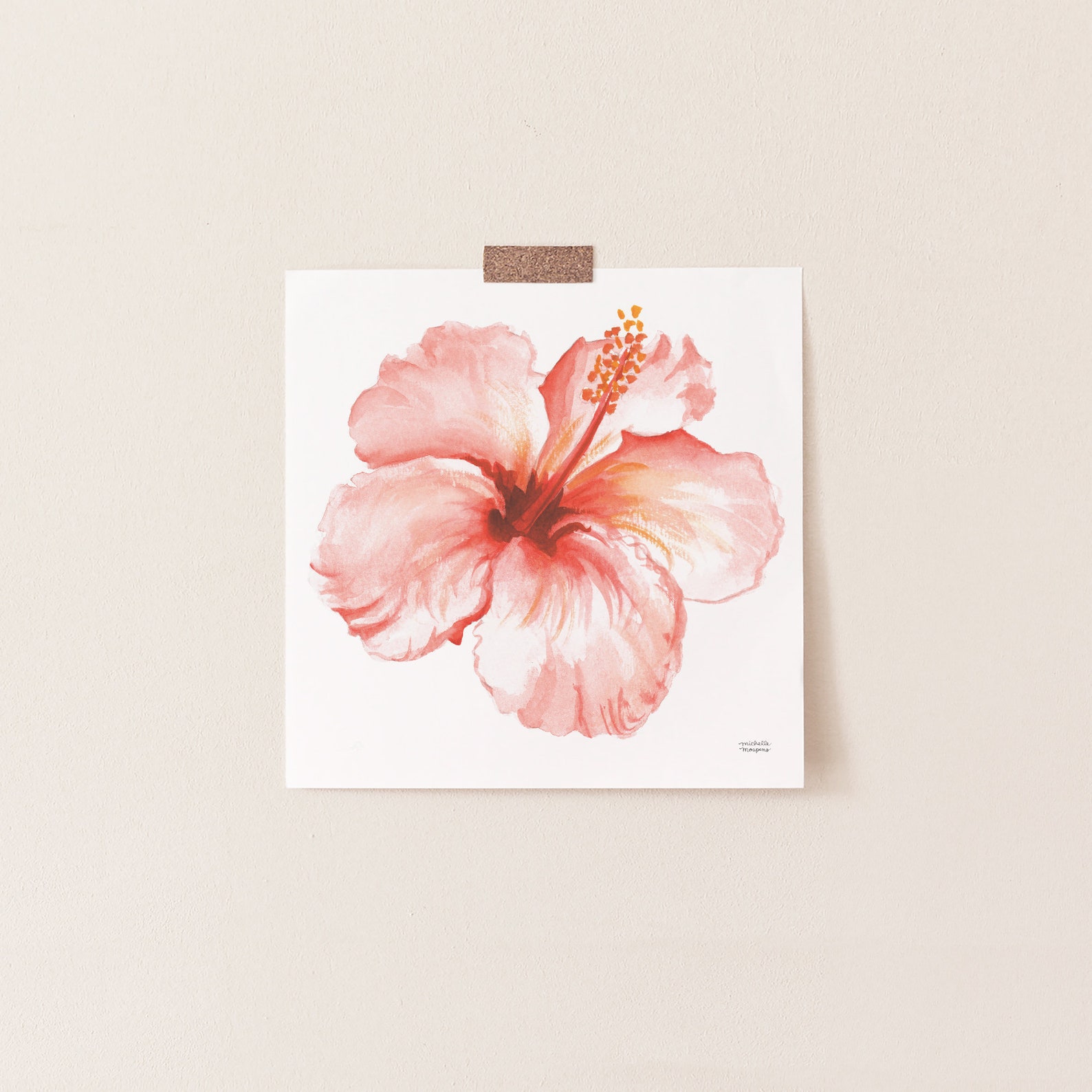 Hibiscus Print Hibiscus Wall Art: Watercolor Tropical Flower - Etsy
