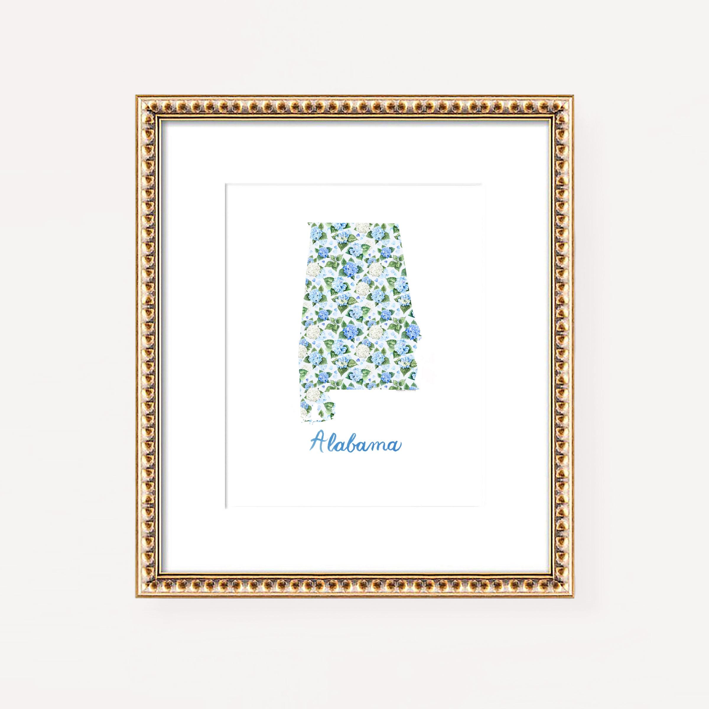Alabama Print, State of Alabama Art, Home State Prints, State Wall Art ...