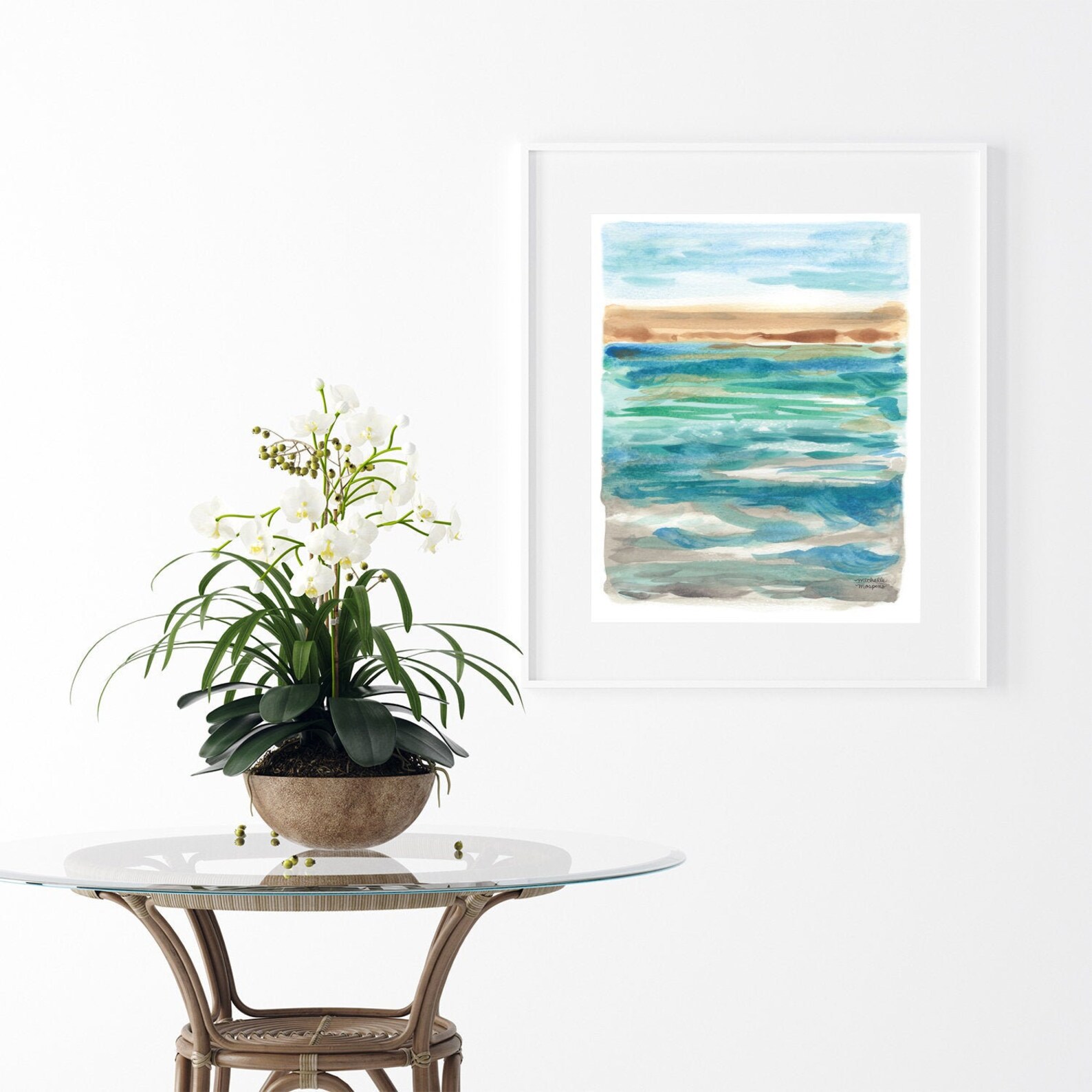 Watercolor Ocean Print / Ocean Watercolor Painting / Abstract - Etsy