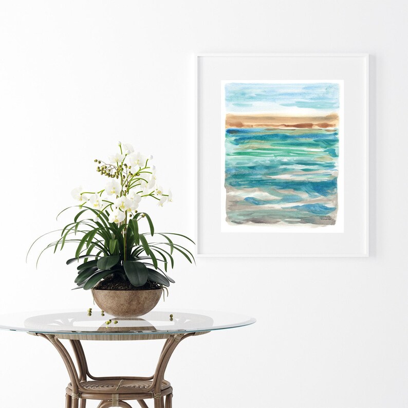 Watercolor Ocean Print / Ocean Watercolor Painting / Abstract - Etsy