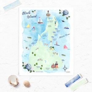 Block Island Map Art Print Block Island Rhode Island Art - Etsy