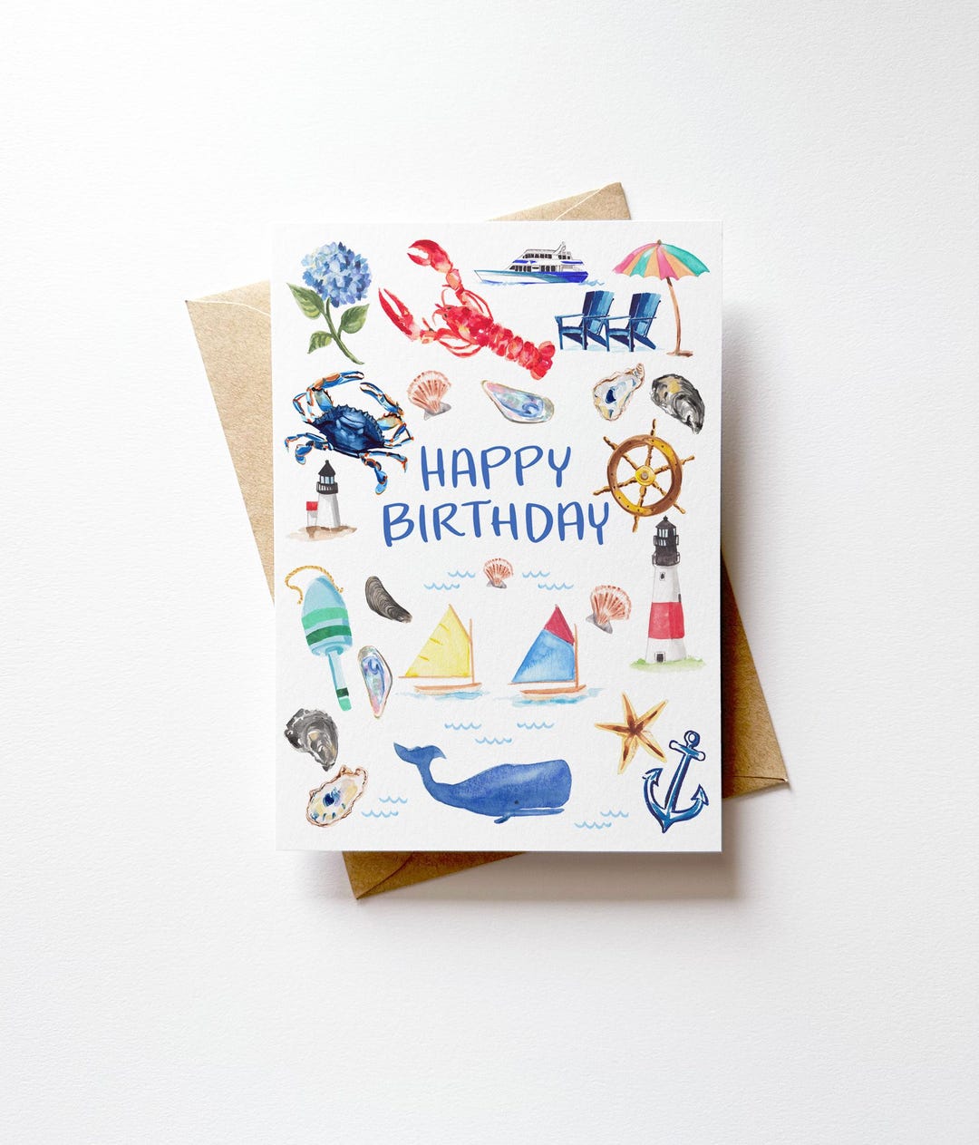 Nautical Birthday Card, Cute Birthday Card, Nautical Happy Birthday ...